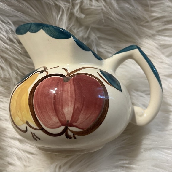 Art | Vtg Purinton Pottery Creamer Small Pitcher Hand Painted Fruit ...